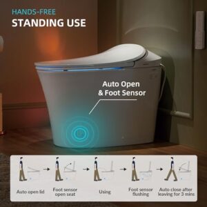 WOODBRIDGE Smart Bidet Toilet with Auto Open/Close Lid, Foot Sensor Operation,Dual Auto Flush, Heated Seat, Power Outage Flush,Hygienic Wash,Night Light,LT610