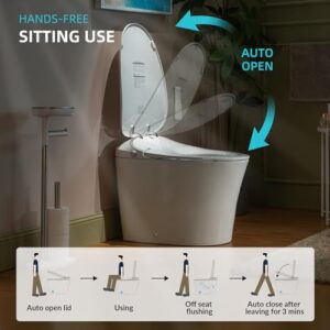 WOODBRIDGE Smart Bidet Toilet with Auto Open/Close Lid, Foot Sensor Operation,Dual Auto Flush, Heated Seat, Power Outage Flush,Hygienic Wash,Night Light,LT610