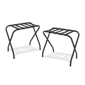 laicozyjia luggage rack, suitcase stand, luggage stand for guest room, fully assembled luggage rack pack of 2, metal suitcase stand with nylon straps easy assemble black