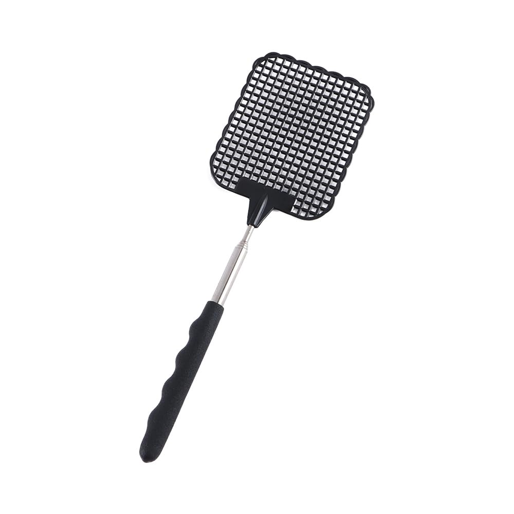 Fly Swatters Extendable, Telescopic Fly Swatters,Heavy Plastic Flies Killer Fly Swatter Manual Bugs Killer Tools(Black)