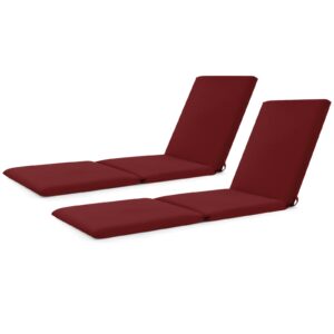 tangkula chaise lounge cushion, tri-fold lounger pad with hook & loop fasteners, patio furniture replacement cushion for indoors outdoors, 72” x 23” (2, red)