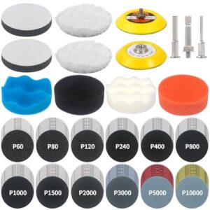 133 pcs sanding disc drill polishing kit sanding attachment, 3 inch wet dry headlight restoration kit, hook and loop sandpaper buffing pads with rotary tools for car wood metal glass resin expoxy