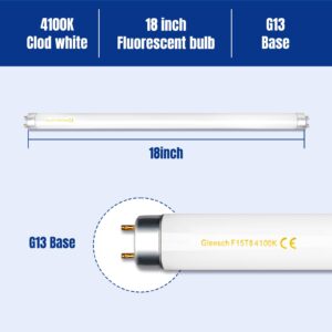 F15T8/CW 15W 18" T8 Fluorescent Linear Tube Bulb 1.5 Feet Cool White Light 4100K G13 Base 2 Pack…