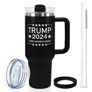 xccme trump 2024 take america back tumbler with american flag,40oz tumbler with handle and straw,2lids vacuum insulated stainless steel double wall travel coffee mug,holiday gifts for women men