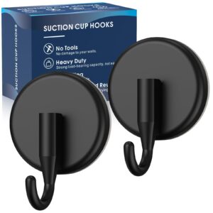 motaipeak suction cup hooks for shower, shower hooks for inside shower,mounting on glass shower doors, tile, mirrors, metals,hooks for hanging towels, robe, loofah, jackets-black(2 pack)