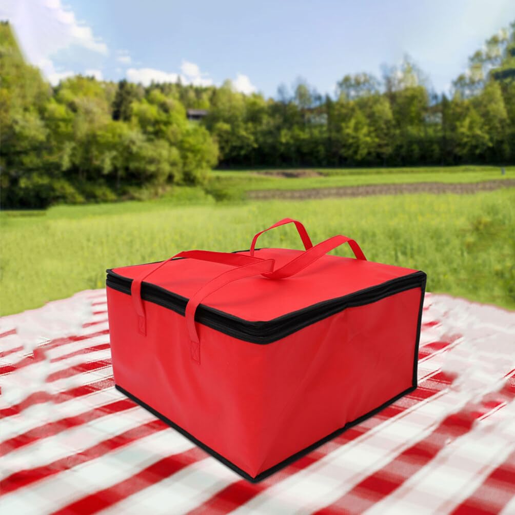 SOLUSTRE Insulated Food DeliveryBags Grocery Pizza Tote Bag Pouch Foldable Heavy Duty Storage Container For Hot And Cold Food Restaurants Catering (Red)