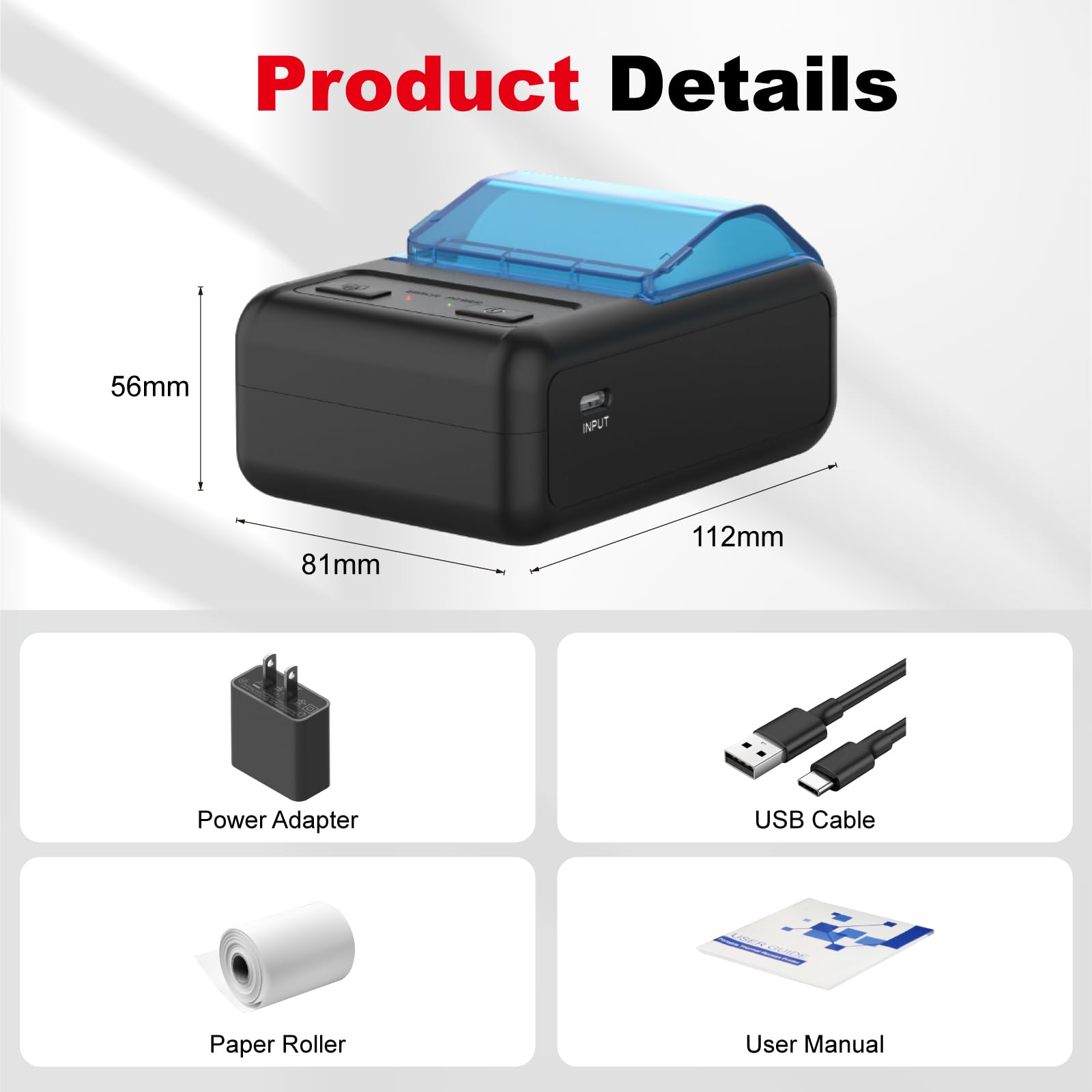 Meiyunprt Receipt Printer Bluetooth Portable Thermal POS Receipt Printer for Small Business 58mm Wireless Mini Mobile Receipt Printer for Android & Windows