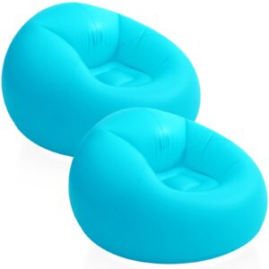 realspring inflatable bean bag chair for adult bean bag sofa chair blow up inflatable furniture for outdoor living room bedroom balcony travel party gift accessories(lake blue,2 pcs)