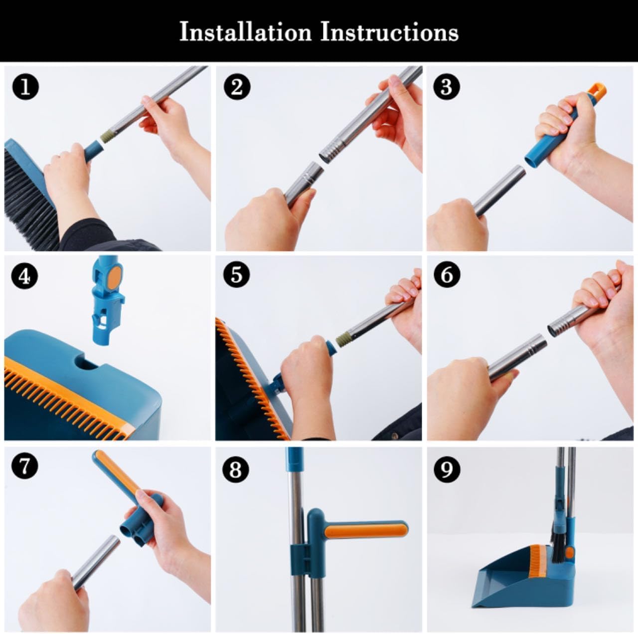 Broom and Dustpan Set,Brooms for Sweeping Indoor,Broom with Dustpan Combo Set,Dust Pan,Dust Pan and Brush Set,Broom Dustpan Set