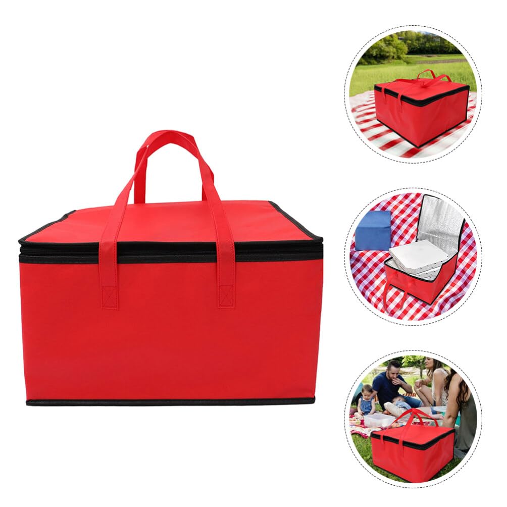 SOLUSTRE Insulated Food DeliveryBags Grocery Pizza Tote Bag Pouch Foldable Heavy Duty Storage Container For Hot And Cold Food Restaurants Catering (Red)