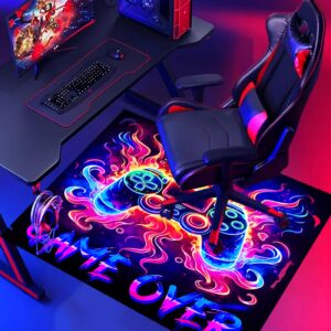 Manicer Neon Gaming Area Rug, Blacklight UV Reactive Game Controller Non-Slip Door Throw Rug Fluorescent Flannel Floor Mat Carpet, Glow in The Dark Play Mat for Bedroom, Playroom - 19.7" x 31.5"