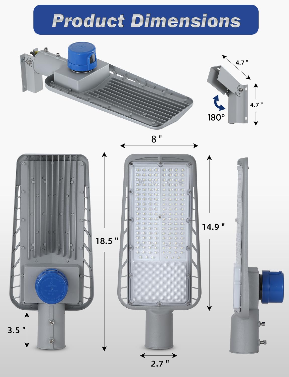 250W 35000LM LED Parking Lot Light,6500K,Dusk to Dawn Photocell,Commercial Outdoor Area Lighting, Shoebox Light, 180° Adjustable Arm, IP66 Waterproof for Yard, Street, Stadium (1 Pack)