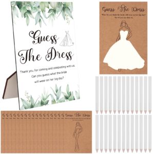 furbeko 60 set guess the dress bridal shower games for guests include guess the dress bridal shower game table sign card white sketching pencils for wedding bridal shower games party supplies