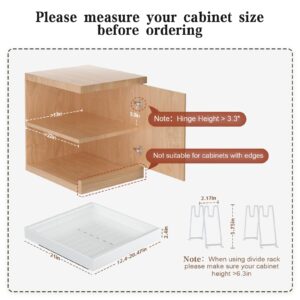 2 Pack Pull out Cabinet Organizer 21"Deep, Expandable Slide out Drawers for Kitchen Cabinets with 4pcs Divider Racks, Peel and Stick Pull out Drawers, Cabinet Roll out Shelves 12.4"-20.5" W (White)