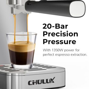 CHULUX Kom-Pro Espresso Machine 20 Bar, Semi Automatic Stainless Steel Coffee Machine for Home Latte Cappuccino Espresso Maker, Powerful Milk Frother Steam Wand