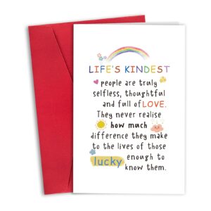 RollupJoy Cute Kindest People Card for Women Men, Appreciation Card for Kindest Person, Thank You Cards for Teacher, Sweet Friendship Gift for Friends Bestie Classmates