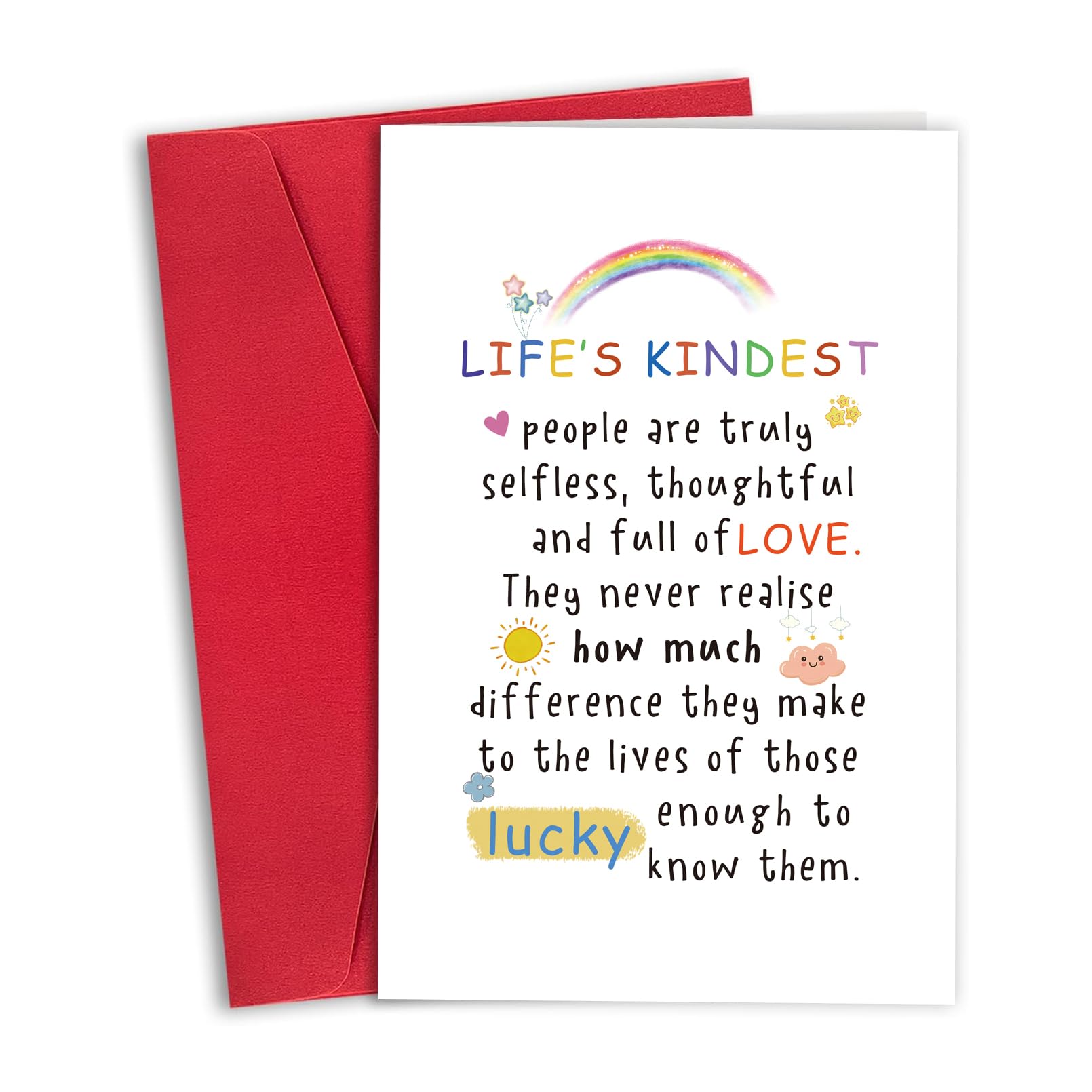 RollupJoy Cute Kindest People Card for Women Men, Appreciation Card for Kindest Person, Thank You Cards for Teacher, Sweet Friendship Gift for Friends Bestie Classmates