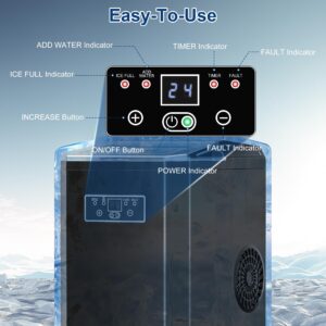 OOTDAY Ice Cube Maker, Counter Top Ice Maker with 2 Ways to Add Water, 44 LBS/24H Ice Machine with Transparent Lid Perfect for Home, Office, Kitchen, RV, Basement Bars