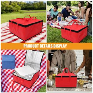 SOLUSTRE Insulated Food DeliveryBags Grocery Pizza Tote Bag Pouch Foldable Heavy Duty Storage Container For Hot And Cold Food Restaurants Catering (Red)