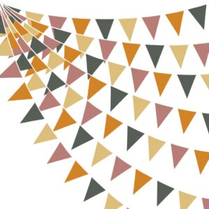 32ft fall party decorations retro colored fabric triangle banner flag pennant bunting garland streamers for fall birthday baby shower autumn thanksgiving day outdoor garden party decor