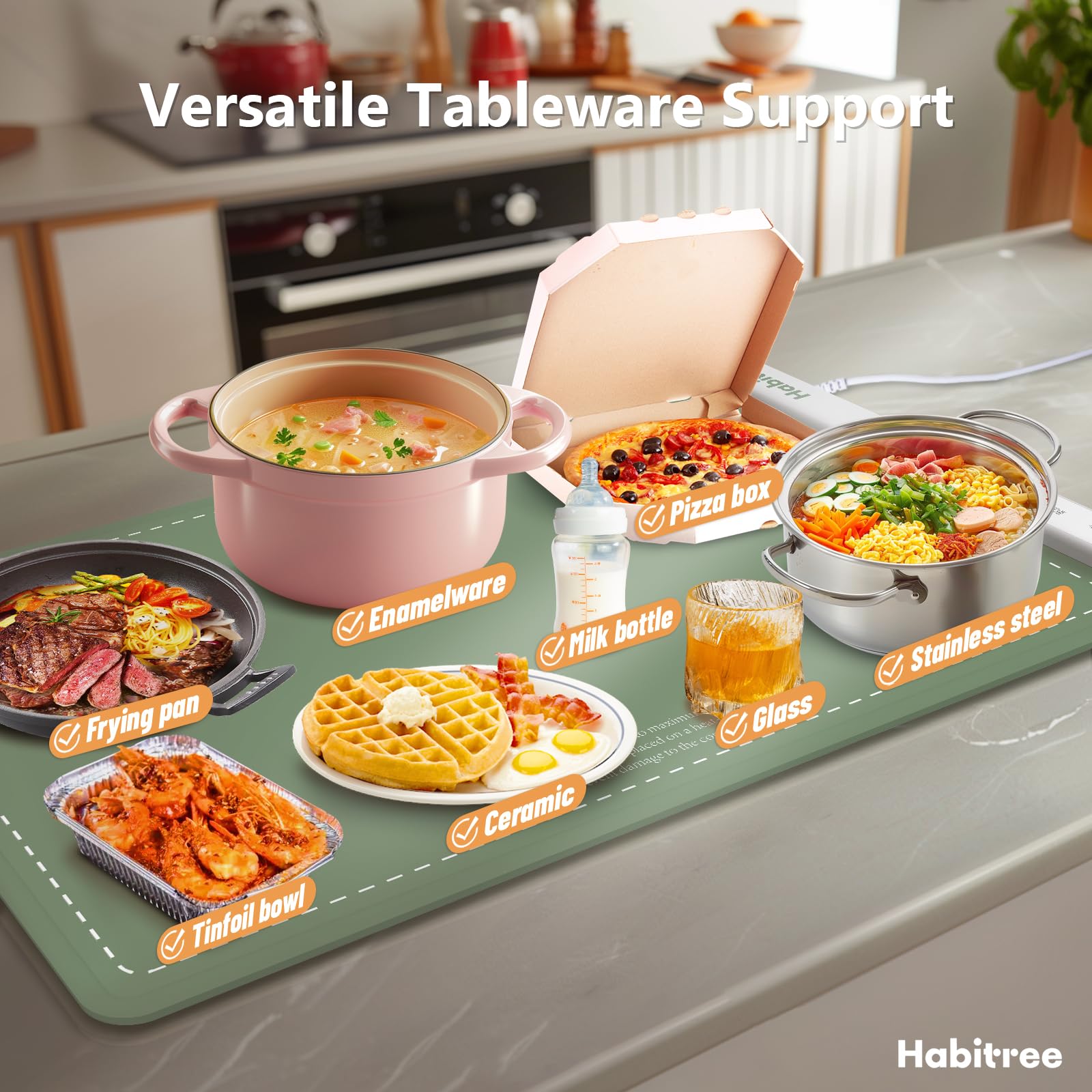 Food Warming Mat, Electric Warming Tray - 6 Heat Settings, Rollable & Portable, Upgraded Graphene Full Surface Rapid Heating, Easy to Clean, Ideal for Parties, Buffets, and Daily Use