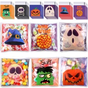 joottuan 300 pcs halloween cellophane treat bags clear self adhesive candy bags plastic cookie bags for party favors supplies halloween decoration