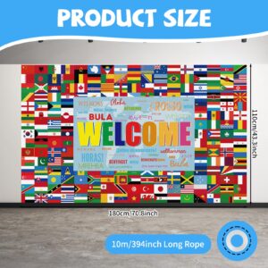 World Flags Backdrop 6x3.6ft International Welcome Backdrop Country Flags Banner Backdrop International Flag Background International Sports Events Party Decoration School Classroom Wallpaper