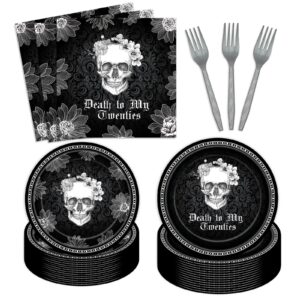 96pcs death to my twenties plates napkins party supplies rip to my 20s party decorations skull black 30th birthday tableware set funeral for my youth funny thirtieth birthday party supplies serve 24