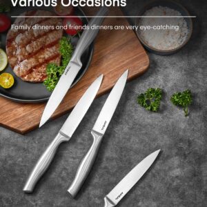 Aiheal Steak Knives, Stainless Steel Steak Knives Set of 12, Never Needs Sharpening Dinner Steak Knife Set, 4.5 Inch Sharp Micro Serrated Steak Knives