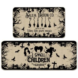 cusugbaso halloween kitchen mats, witches kitchen rugs set of 2 - i smell children halloween kitchen decor for floor - halloween decorations for home 17"x27+17"x47"