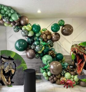 dinosaur balloon arch garland kit 117 pcs dark green sage green brown dinosaur foil balloons for kids boys jungle safari dinosaur theme party baby shower decoration supplies