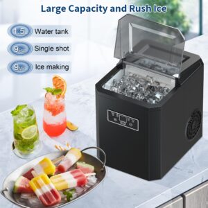 OOTDAY Ice Cube Maker, Counter Top Ice Maker with 2 Ways to Add Water, 44 LBS/24H Ice Machine with Transparent Lid Perfect for Home, Office, Kitchen, RV, Basement Bars