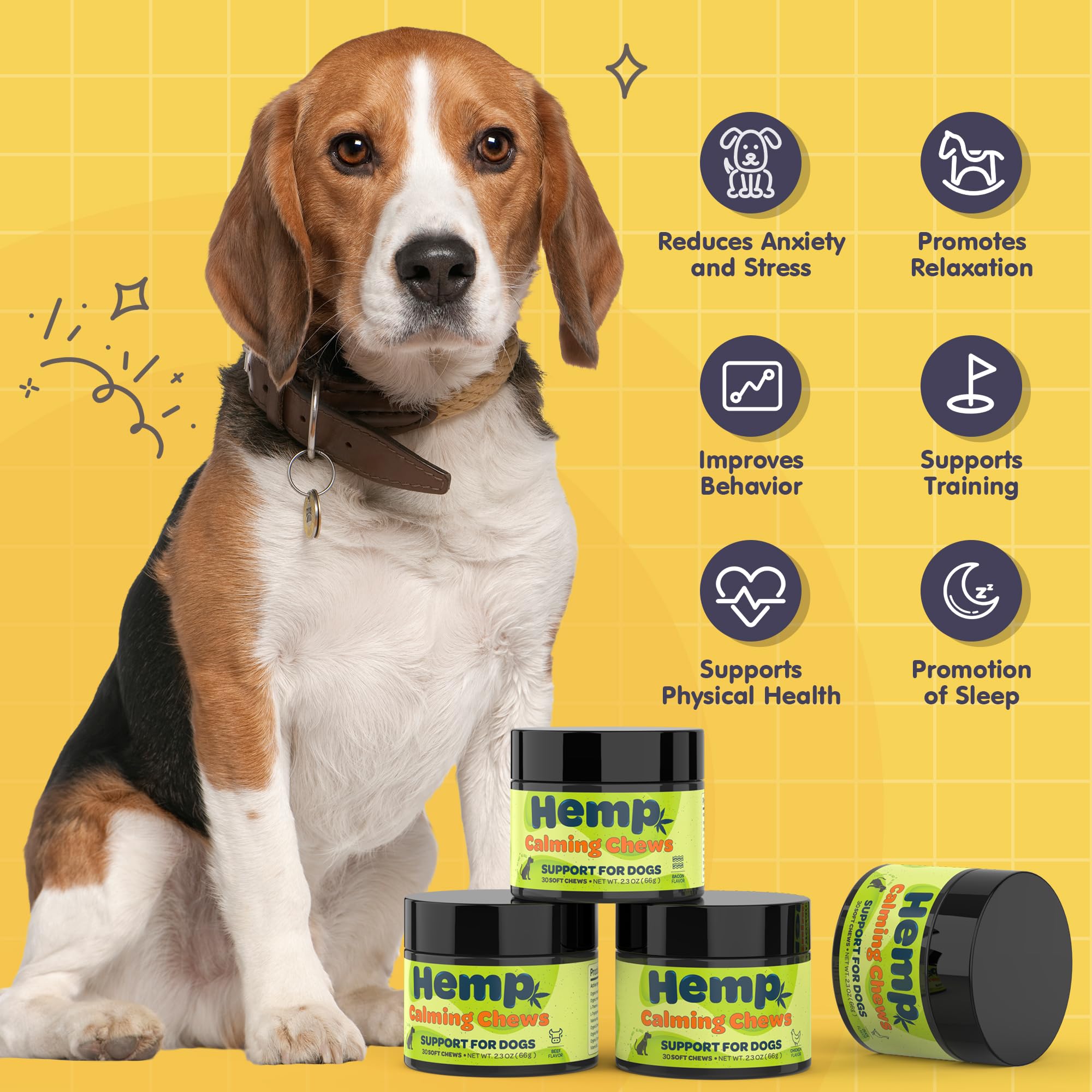 Zingly Hemp Calming Chews for Dogs Anxiety Relief for Dogs Calming Chews - Anxiety Relief Treats, Dog Separation Stress and Anxiety Relief Calming Care Treats for Dogs, Bacon, 30 Counts