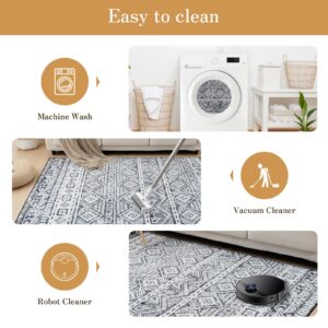 Vamcheer Washable Area Rug 4x6 - Living Room Rugs for Bedroom Modern Area Rugs for Living Room Dinning Rugs, No Shedding & Easy to Clean, High Traffic Machine Washable Rugs, Non Slip Carpet, Grey