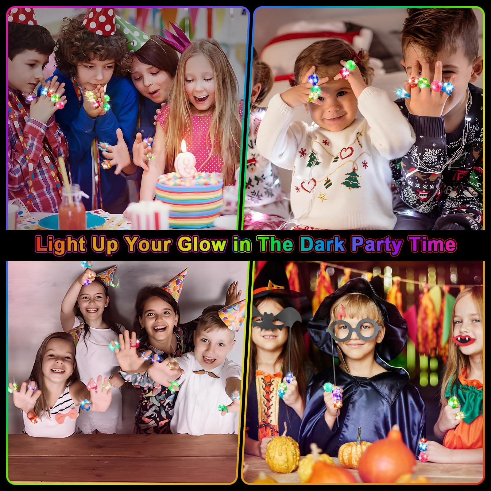 OLUPP 150 Pack LED Light Up Rings, Glow in the Dark Party Supplies, 6 Style Flashing Glow in the Dark Rings for Adults & Kids Birthday Party Favors,Classroom Prizes,Concert,Goodie Bag Fillers, Raves