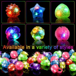 OLUPP 150 Pack LED Light Up Rings, Glow in the Dark Party Supplies, 6 Style Flashing Glow in the Dark Rings for Adults & Kids Birthday Party Favors,Classroom Prizes,Concert,Goodie Bag Fillers, Raves