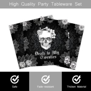 96PCS Death to My Twenties Plates Napkins Party Supplies Rip to My 20s Party Decorations Skull Black 30th Birthday Tableware Set Funeral for My Youth Funny Thirtieth Birthday Party Supplies Serve 24