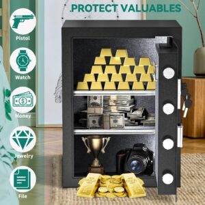 YITAHOME 3.5 CuBic Feet Fireproof Safe Box, Steel Security Safe with Fireproof Document Bag, Digital Lock Safes with Electronic Keypad, Large Safety Box for Home Office Hotel