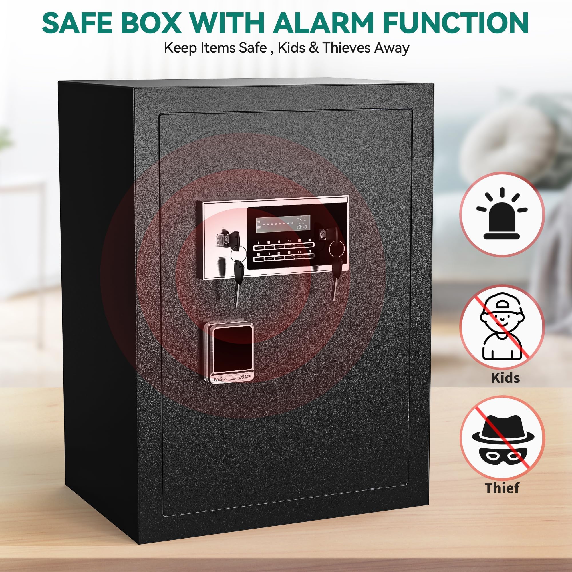 YITAHOME 3.5 CuBic Feet Fireproof Safe Box, Steel Security Safe with Fireproof Document Bag, Digital Lock Safes with Electronic Keypad, Large Safety Box for Home Office Hotel