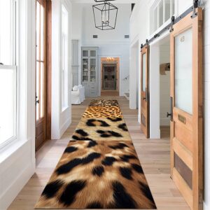 RUGROOM Wildlife Rugs Tiger Spot Iguana Cheetah Print Soft Non-Slip Washable Floor Mat Brown Hallway Rug Hunter Lover Decorations for Living Room Dining Room Hallway Entrance Rugs 2X4ft