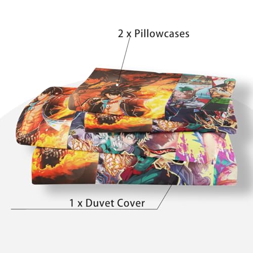 Klekyes Anime Character Collection Duvet Cover Set,Anime Character Collection Bedding Set Soft Cool Quilt Cover Twin Full Queen Size for Boys Teens (Color 7, Twin)