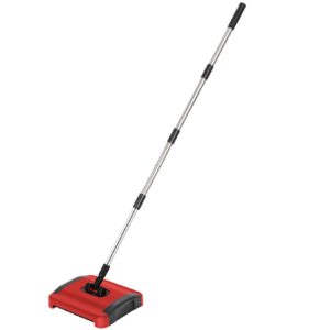 CAKEEYUM Carpet Sweeper Manual 3 Rolling Brushes Floor Sweeper Carpet Brush with Wheels and Large Waste Bin 43inch Detachable Carpet Cleaner for Pet Hair Dust Debris