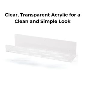 Acrylic Shower Shelves 2 Pack - Clear Acrylic Shelves for Bathroom, Shower, Living Room-Space-Saving Floating Shower Shelves for Inside Shower - No Drill Wall-Mounted, Strong Adhesive Shower Shelves