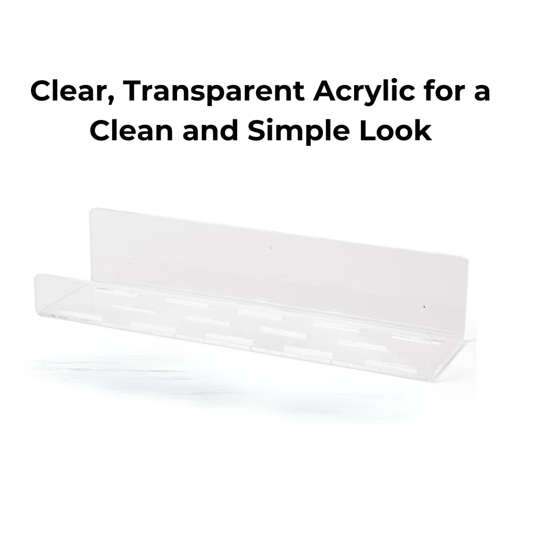 Acrylic Shower Shelves 2 Pack - Clear Acrylic Shelves for Bathroom, Shower, Living Room-Space-Saving Floating Shower Shelves for Inside Shower - No Drill Wall-Mounted, Strong Adhesive Shower Shelves