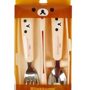 Cute Bear Designed Fork and Spoon Flatware Set with Case (Ivory)