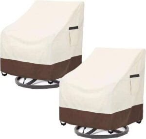 cvferqe swivel patio chair cover waterproof 2 pack(28w x 33d x 38.5h inch ),patio swivel chair covers for outdoor furniture,rocking chair covers waterproof,beige and brown,