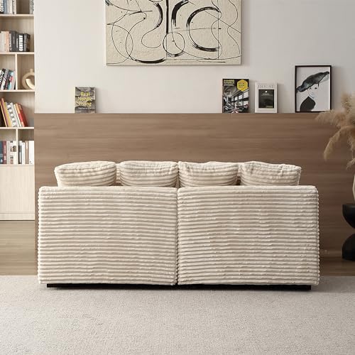 ERYE 74.8" Luxury Twin Chaise Daybed Sofa Couch for Living Room,Modern Corduroy Upholstery Lounge Love Seat Sleeper Sofabed with 6 Piilows