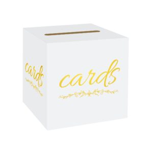 laroder 1 pack white card box wedding card box cardboard card box for party bridal baby shower retirement funeral birthday card box gold card box graduation card box holder raffle box