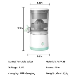 Electric Citrus Juicer, Citrus Juicer with USB Cable, Easy to Clean Portable Juicer for Fresh Orange Juice, Squeeze Orange, Lemon, Kiwi and Grapefruit Juice