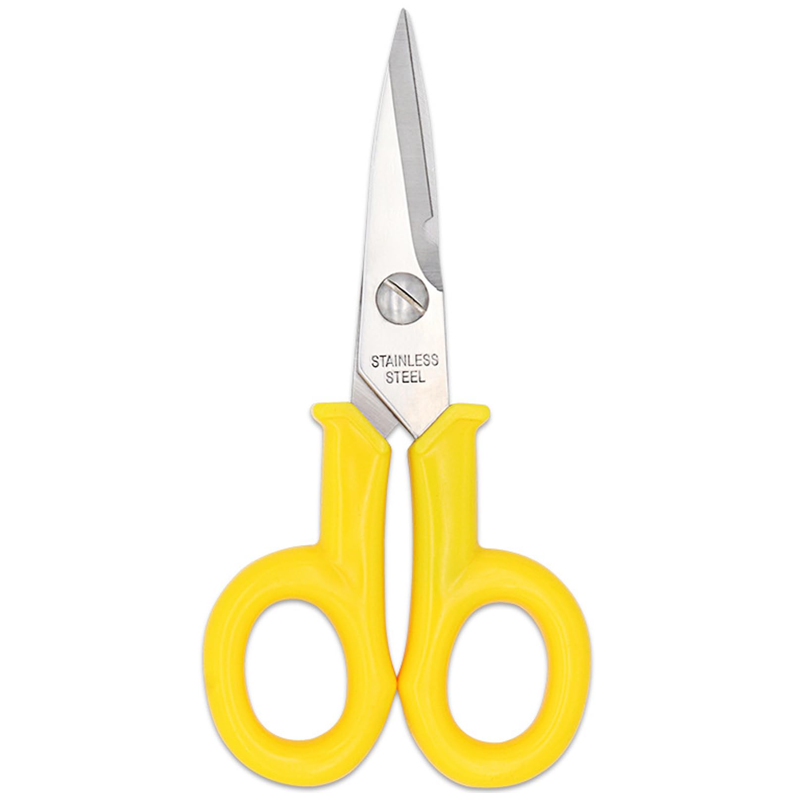 Electricians Scissors Fiber Optic Scissors, Electrician Scissors 5.5 inch, 3mm Thick 2Cr13 Stainless Steel, Heavy-Duty Cable Cutters for Technicians, Electricians, Installers, Yellow (1)